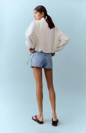 Mango Denim Shorts With Bow Detail