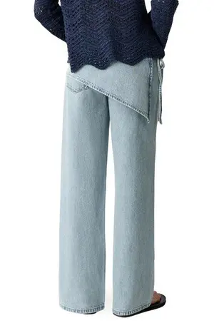 Mango Removable Scarf Wide Leg Jeans