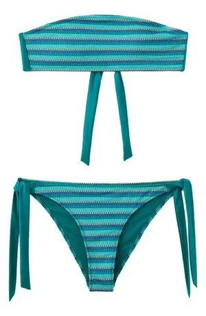 Mango Bandeau Two-piece Swimsuit With Striped Pattern
