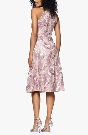 Betsy & Adam Sequin Soutache Lace Sleeveless Cocktail Dress - Blush