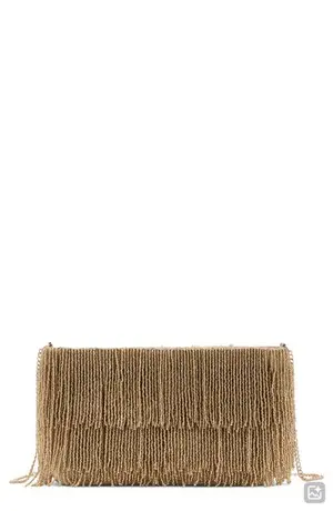 Mango Beaded Clutch With Chain Strap - Gold