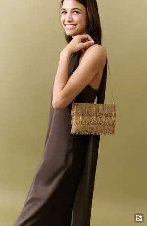 Mango Beaded Clutch With Chain Strap