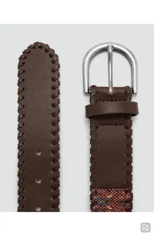 Mango Whipstitched Woven Belt
