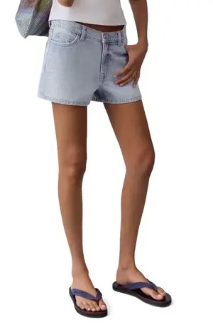 Mango Glitter Denim Shorts - Medium Blue