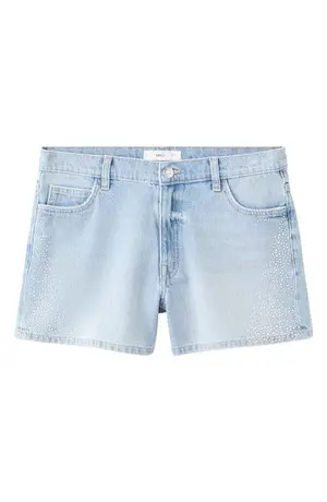 Mango Glitter Embellished Denim Shorts