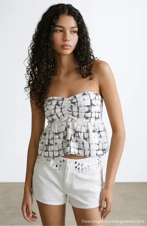 Mango Tie Dye Strapless Top