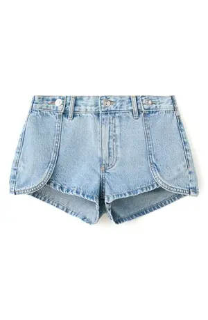 Mango Seam Detail Denim Shorts - Medium Blue