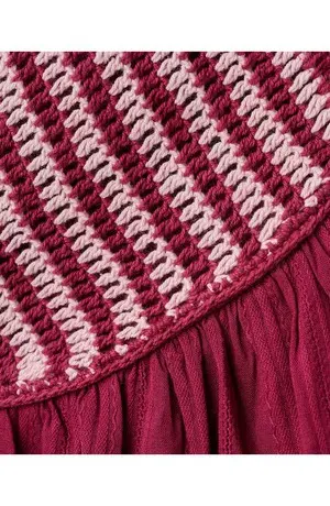 Mango Mixed Media Cotton Crochet Halter Top