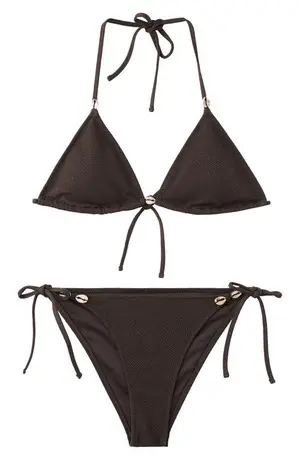 Mango Textured Seashell Triangle Bikini