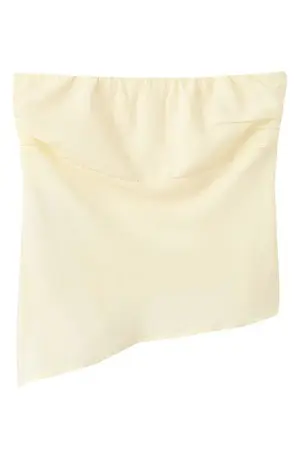 Mango Asymmetric Strapless Top - Pastel Yellow