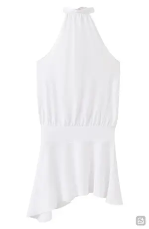 Mango Asymmetric Sleeveless Minidress - White