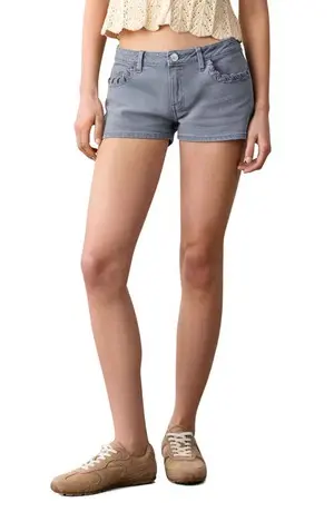 Mango Whipstitch Trim Denim Mini Shorts - Blue