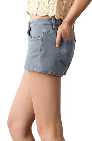 Mango Whipstitch Trim Denim Mini Shorts - Blue