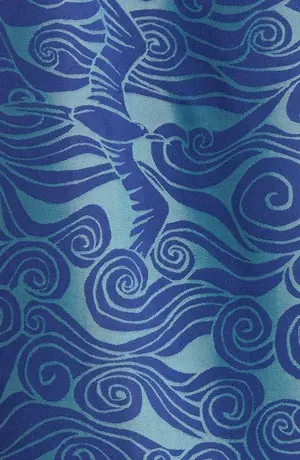 KAHALA Makani Nui Jacquard Short Sleeve Button-up Shirt - Navy