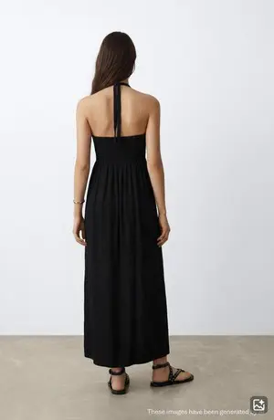 Mango Crochet Bodice Maxi Sundress - Black