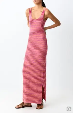 Mango Striped Sleeveless Maxi Dress - Pink