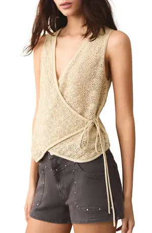 Mango Metallic Wrap Top - Gold