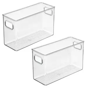 IDESIGN Set Of 2 Pantry Storage Bins With Handles - Clear