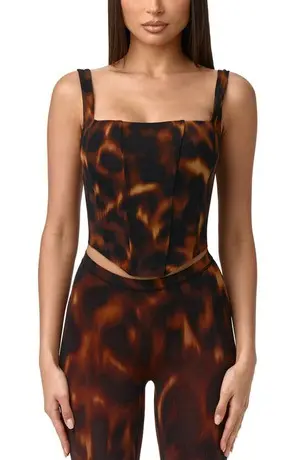 Naked Wardrobe Bare Body Shell Print Corset Top - Tortoise