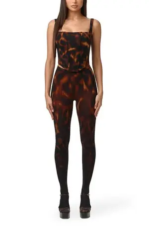 Naked Wardrobe Bare Body Shell Print Corset Top