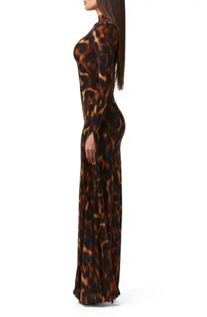 Naked Wardrobe Long Sleeve Leopard Print Maxi Dress