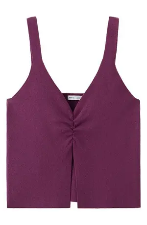 Mango Gathered Detail Knit Tank - Purple