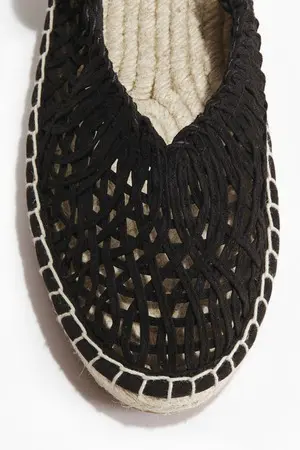 H&m Interwoven Espadrilles With Buckle Ankle Strap - Black