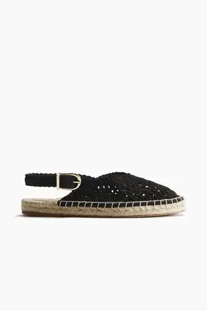 H&m Interwoven Espadrilles With Buckle Ankle Strap - Black