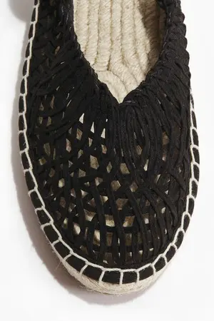 H&m Interwoven Espadrilles With Buckle Ankle Strap - Black