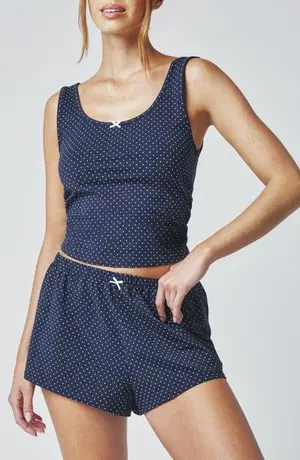 FLORENCE BY MILLS Tank Top & Shorts Pajama Set - Navy Polka Dot