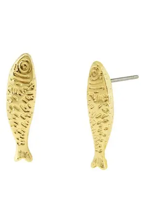 Betsey Johnson Fish Stud Earrings - Gold