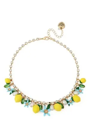 Betsey Johnson Lemon Charm Tennis Necklace - Yellow