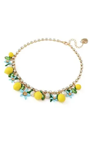 Betsey Johnson Lemon Charm Tennis Necklace