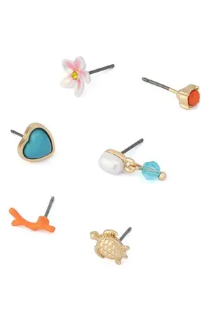 Betsey Johnson Set Of 3 Stud Earrings