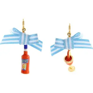 Betsey Johnson Mismatched Cocktail Earrings - Orange