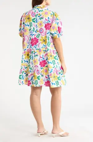 SUGARLIPS Tropical Print Cotton Shift Minidress