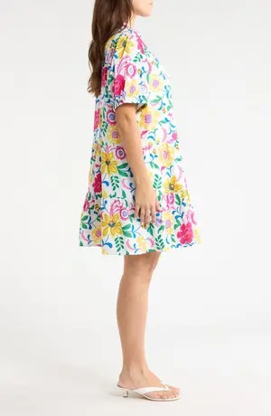 SUGARLIPS Tropical Print Cotton Shift Minidress