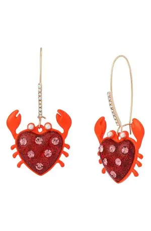 Betsey Johnson Crab Drop Earrings - Red