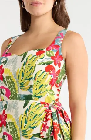 SUGARLIPS Tropical Faux Wrap Midi Dress