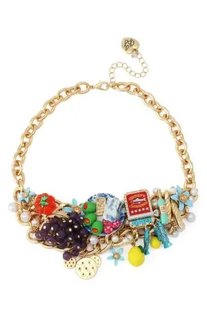 Betsey Johnson Charcuterie Bauble Frontal Necklace - Multi