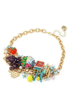 Betsey Johnson Charcuterie Bauble Frontal Necklace