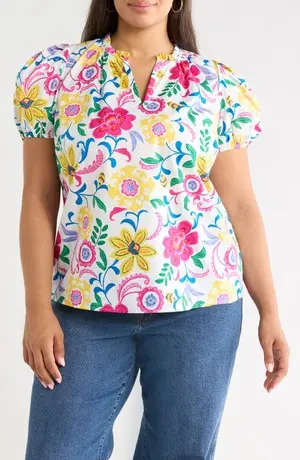 SUGARLIPS Kress Floral Print Top - White Multi