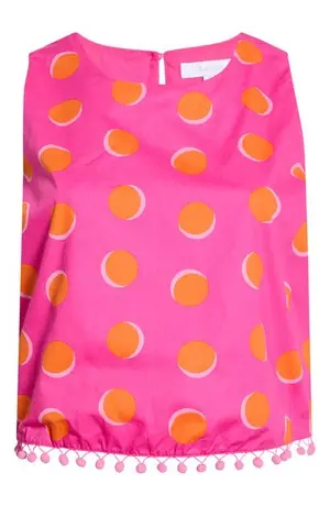SUGARLIPS Rosy Dot Pom Sleeveless Top