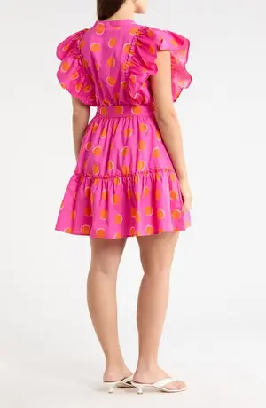 SUGARLIPS Rosy Print Ruffle Minidress