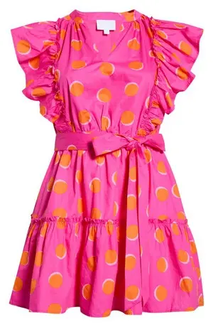 SUGARLIPS Rosy Print Ruffle Minidress