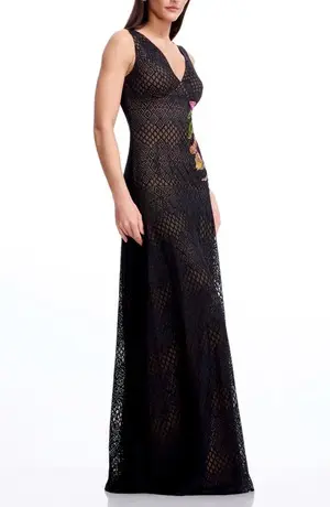 Dress The Population Baylor Floral Embroidery Gown