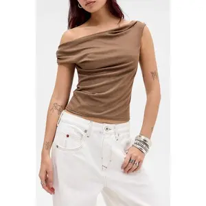 BDG URBAN OUTFITTERS Off-the-shoulder Cropped Top - Brown