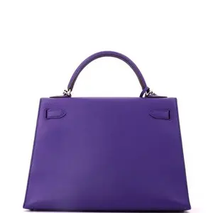 Hermès Kelly Handbag Purple Epsom With Palladium Hardware 32