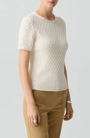 Theory Cable Knit Organic Cotton Top - Ivory