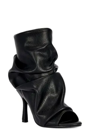 AZALEA WANG Apex Slouchy Open Toe Bootie Black